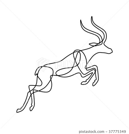 Endless line art illustration of antelope - Stock Illustration ...