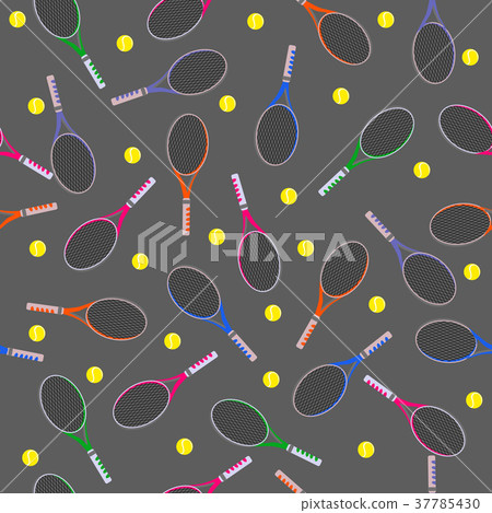 Tennis racket and ball. Seamless pattern - Stock Illustration [37785430 ...