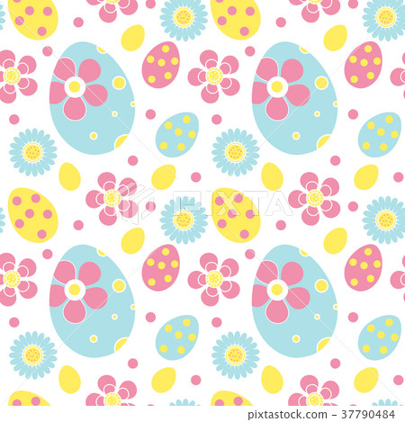 Cute easter seamless pattern. Spring repeating - Stock Illustration [37790484] - PIXTA