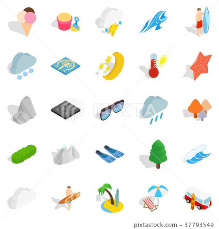 Water adventure icons set, isometric style - Stock Illustration ...