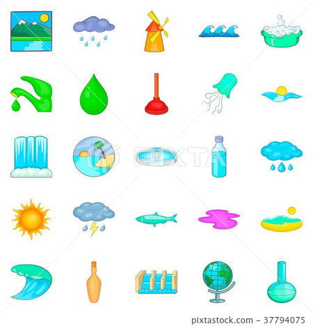 Water dam icons set, cartoon style-插圖素材 [37794075] - PIXTA圖庫