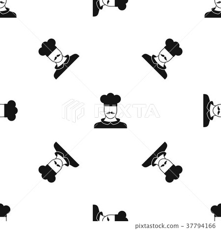 Male chef cook pattern seamless black - Stock Illustration [37794166 ...