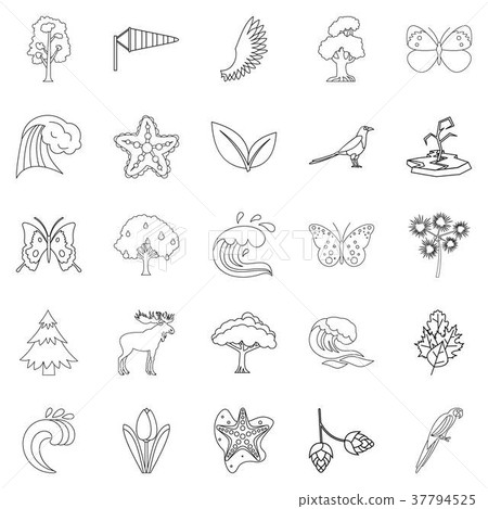 Temperate climate icons set, outline style - Stock Illustration ...