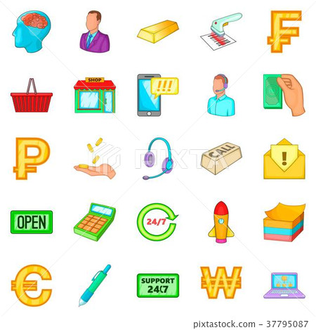 Business day icons set, cartoon style - Stock Illustration [37795087 ...