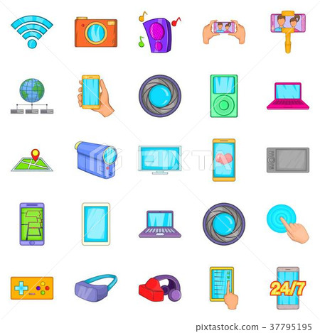 Capture memories icons set, cartoon style - Stock Illustration ...
