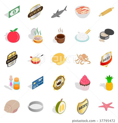 Food preparation icons set, isometric style - Stock Illustration ...