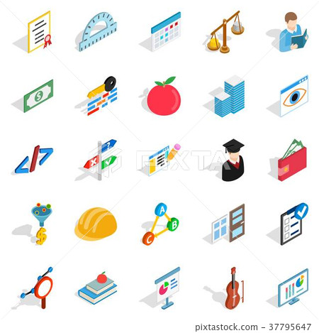 Computation icons set, isometric style - Stock Illustration [37795647 ...