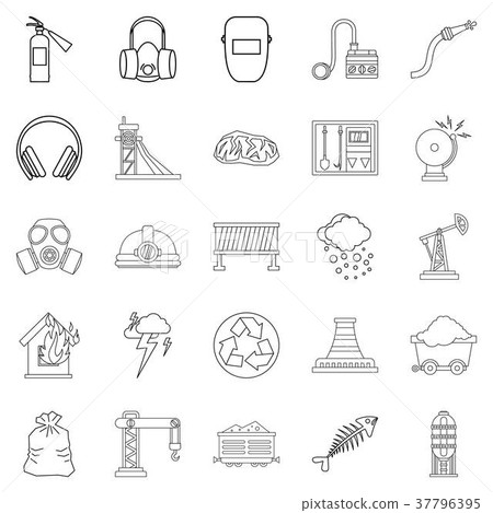 Terrible event icons set, outline style - Stock Illustration [37796395 ...