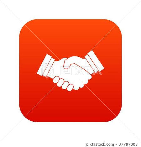 Business handshake icon digital red - Stock Illustration [37797008] - PIXTA