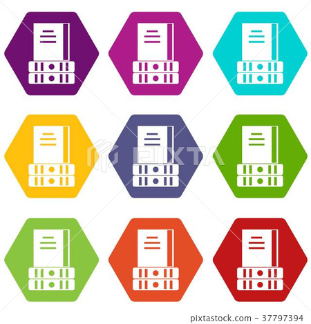 Three books icon set color hexahedron - Stock Illustration [37797394 ...