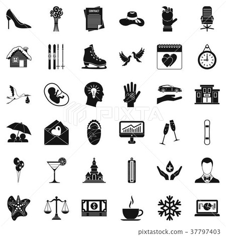 Joy icons set, simple style - Stock Illustration [37797403] - PIXTA