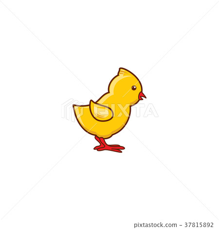 Cute new-born baby chicken character, side view - Stock Illustration ...