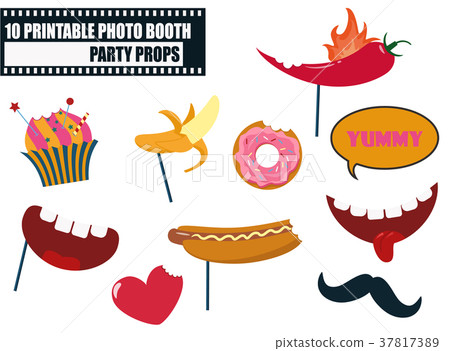 Photo booth props icon set vector illustration - Stock Illustration ...
