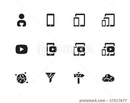 Mobile Phone Content icons on white background - Stock Illustration ...