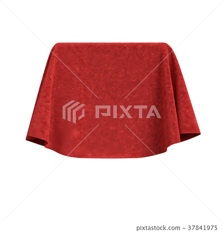 Box covered with red velvet fabric 3D illustration - Stock Illustration ...