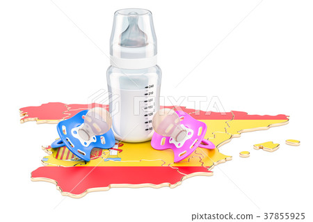 Birth rate and parenthood in Spain concept - Stock Illustration ...