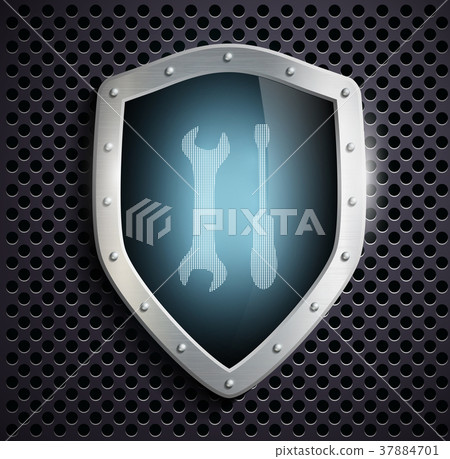 metal shield with the image of the tool - Stock Illustration [37884701 ...