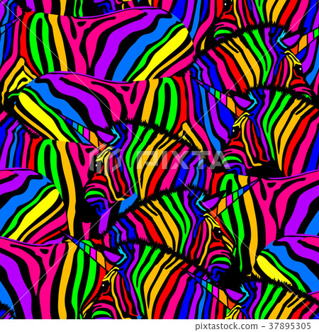 Colorful zebra seamless pattern. - Stock Illustration [37895305] - PIXTA