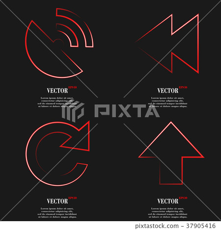 Set of Red web icon flat design. Simple sticker i - Stock Illustration ...