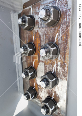 Steel frame high tension bolt tightening... - Stock Photo [37923635 ...