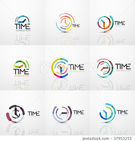 Collection of vector abstract logo ideas, time - Stock Illustration ...