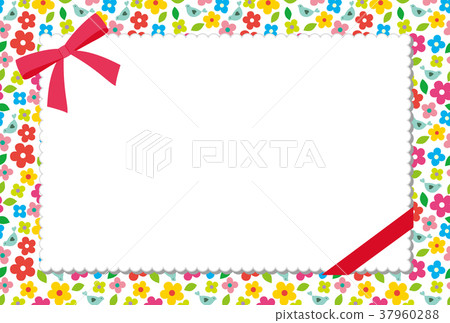 Postcard Floral Pattern Ribbon - Stock Illustration [37960288] - PIXTA