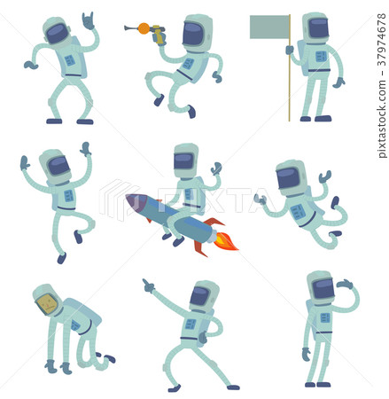 Vector alien character astronaut in space working - Stock Illustration ...