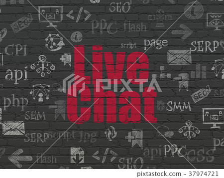 Web design concept: Live Chat on wall background - Stock Illustration ...