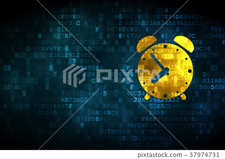 Time concept: Alarm Clock on digital background - Stock Illustration ...