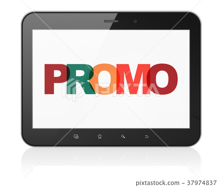 Advertising concept: Tablet Computer with Promo on - Stock Illustration ...