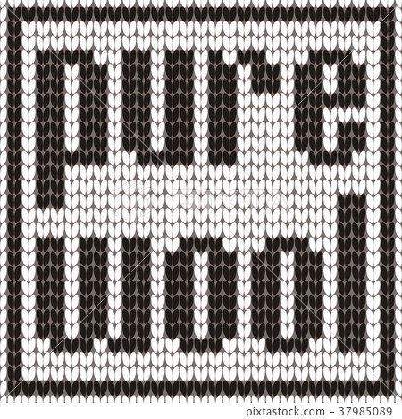 Knitted Text. Pure wool. In black and white colors - Stock Illustration ...