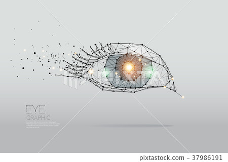 The particles art, line and dot of Eye graphic. - Stock Illustration ...