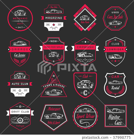 Vector Set of Vintage Car Badges and Sign - Stock Illustration ...