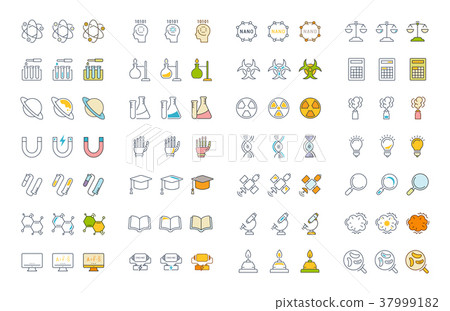 Set of Line icons of natural history - Stock Illustration [37999182 ...