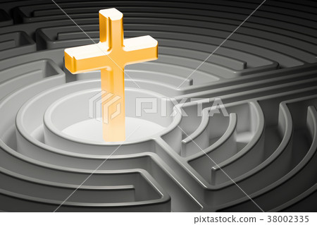 Christian cross at the center of a maze - Stock Illustration [38002335 ...