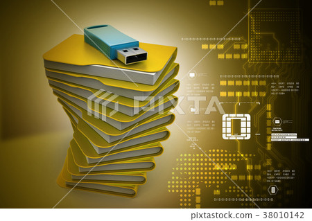 Usb drive with file folder - Stock Illustration [38010142] - PIXTA
