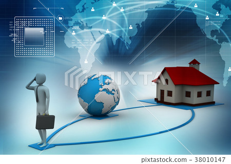 3d man with house - Stock Illustration [38010147] - PIXTA