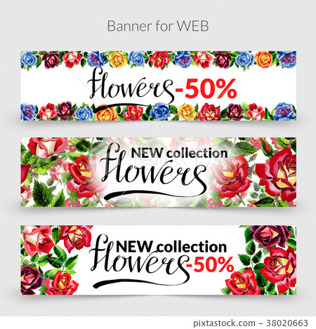 Wildflower two-color dark red rose flower frame in - Stock Illustration ...