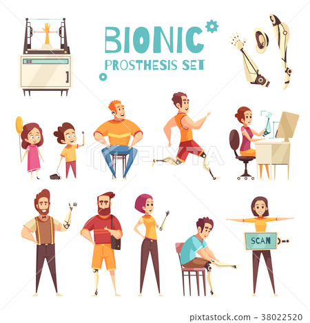 Bionic Prothesis Cartoon Icons Set - Stock Illustration [38022520] - PIXTA