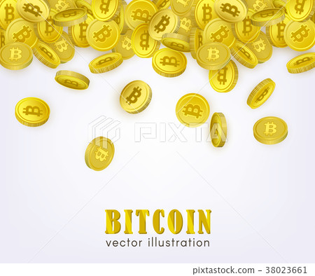 Bitcoin banner, flyer template with golden coins - Stock Illustration ...