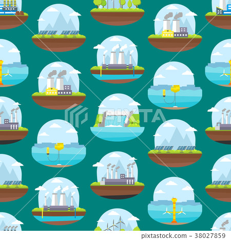 Cartoon Energy Generation Seamless Pattern - Stock Illustration ...
