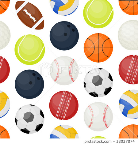 Sports Balls Seamless Pattern Background. Vector - Stock Illustration ...