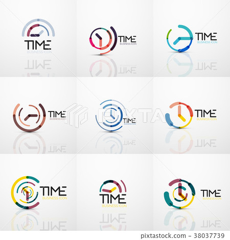 Collection of vector abstract logo ideas, time - Stock Illustration ...