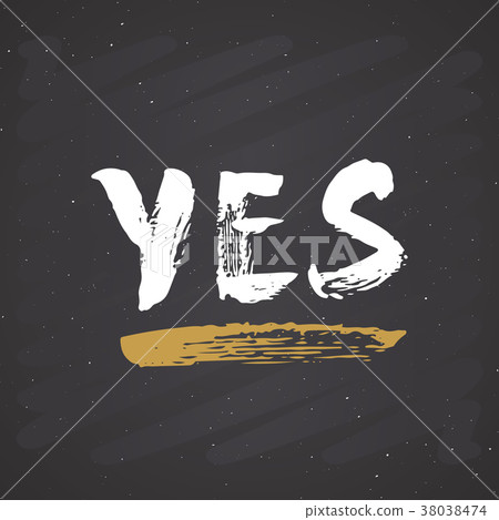 Yes lettering handwritten sign, Hand drawn Vector - Stock Illustration ...