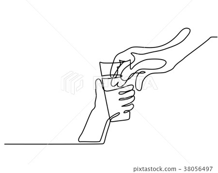 Hand giving water in glass to child - Stock Illustration [38056497] - PIXTA