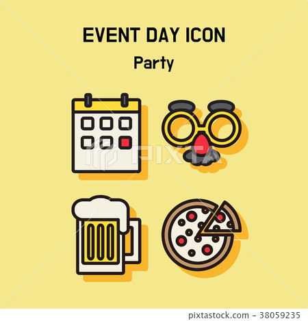 Event day icon set. Express all kinds of event... - Stock Illustration ...