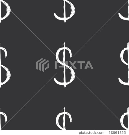 Dollar sign icon brush lettering seamless pattern, - Stock Illustration ...