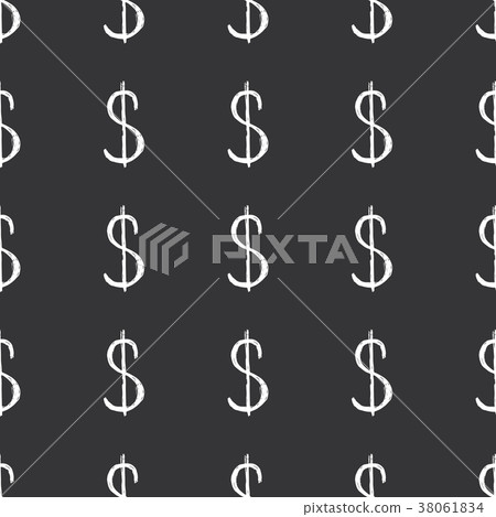 Dollar sign icon brush lettering seamless pattern, - Stock Illustration ...