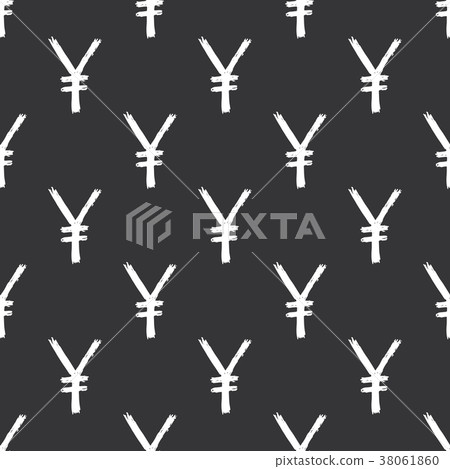 Yen sign icon brush lettering seamless pattern, - Stock Illustration ...