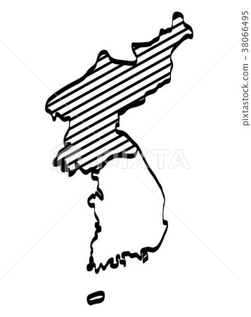 North and South Korea map outline graphic freehand - Stock Illustration ...